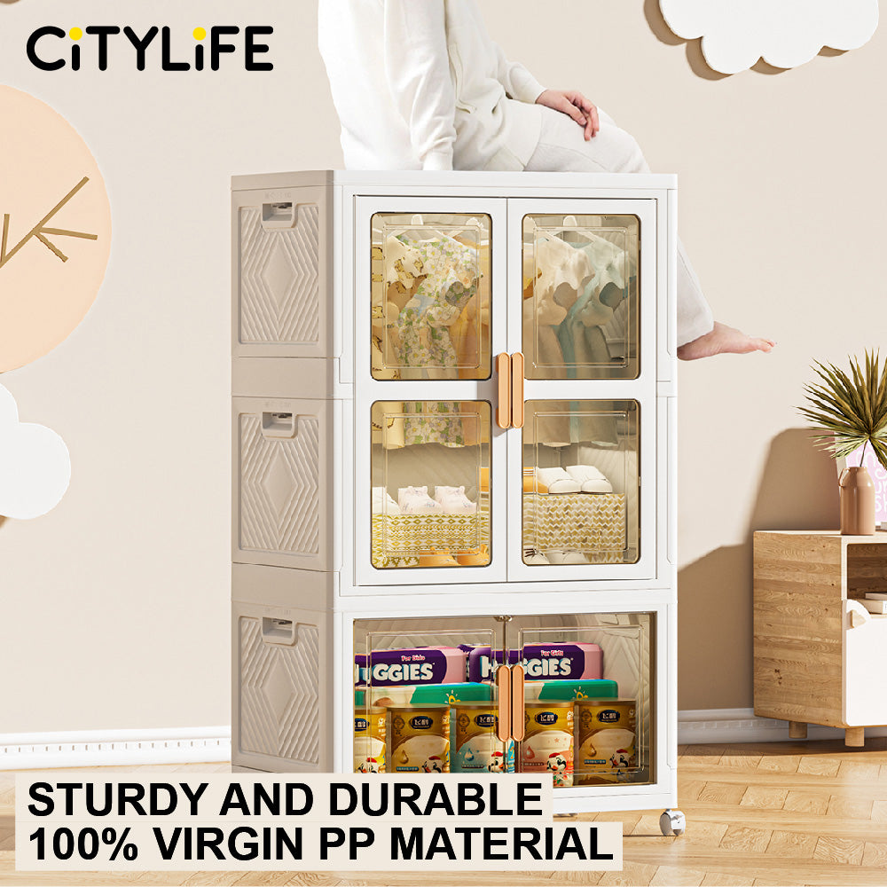 Citylife 65/70/75CM Foldable Transparent Clear Wardrobe Storage Contai ...