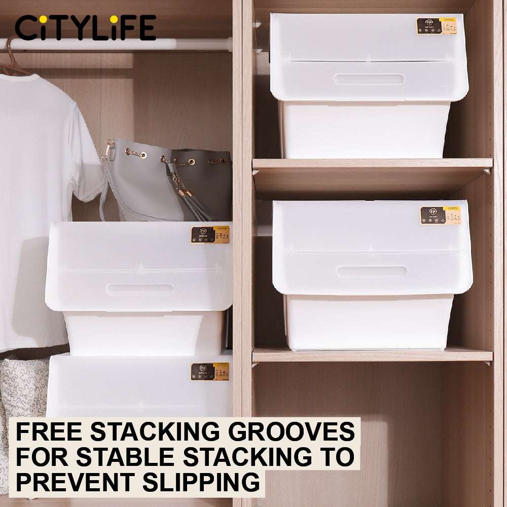 Citylife 35L Stackable Storage Box Front Opening Container Box Thicken ...